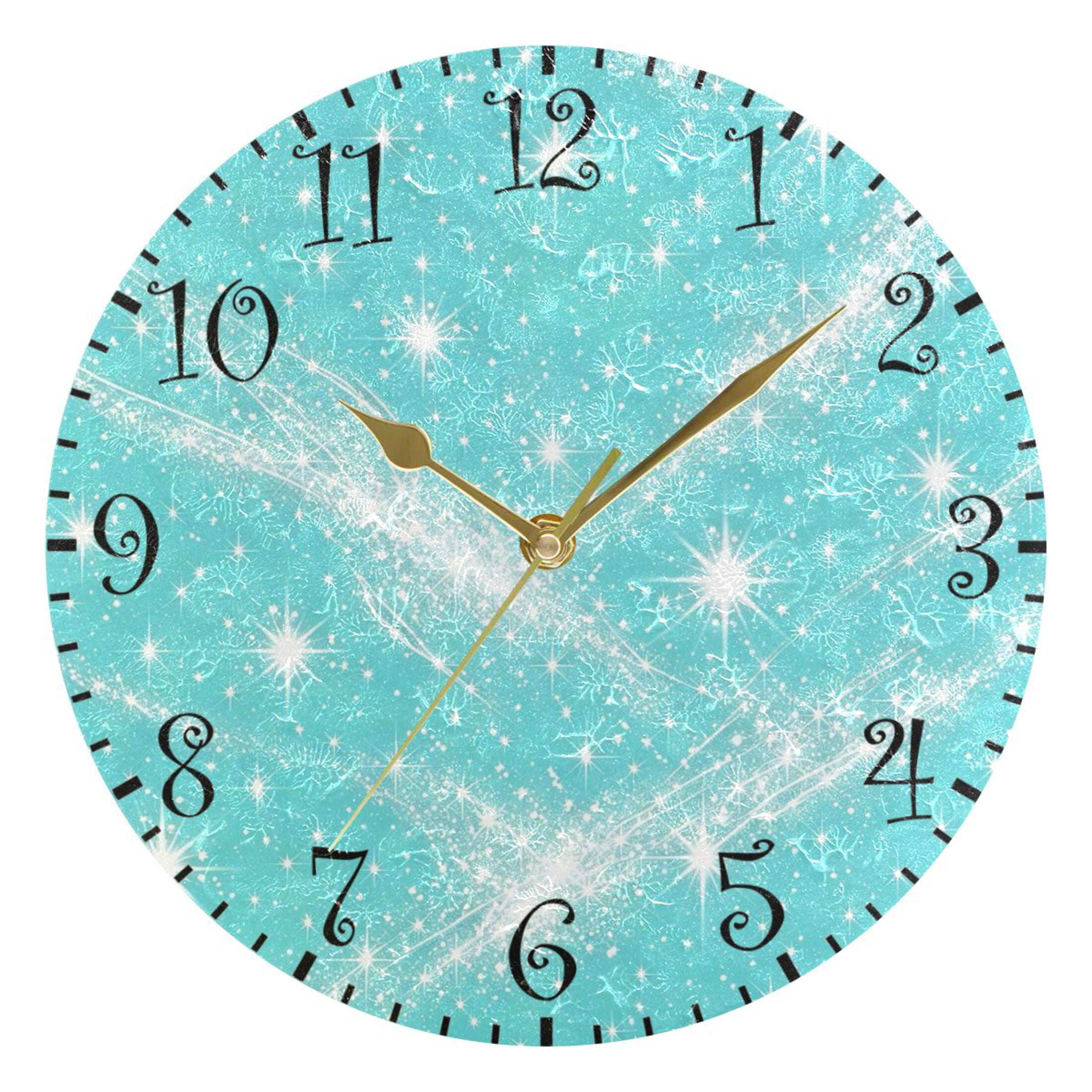 10" Artistic Round Wall Decorative Desk Clock Cyan-blue Flashing ...