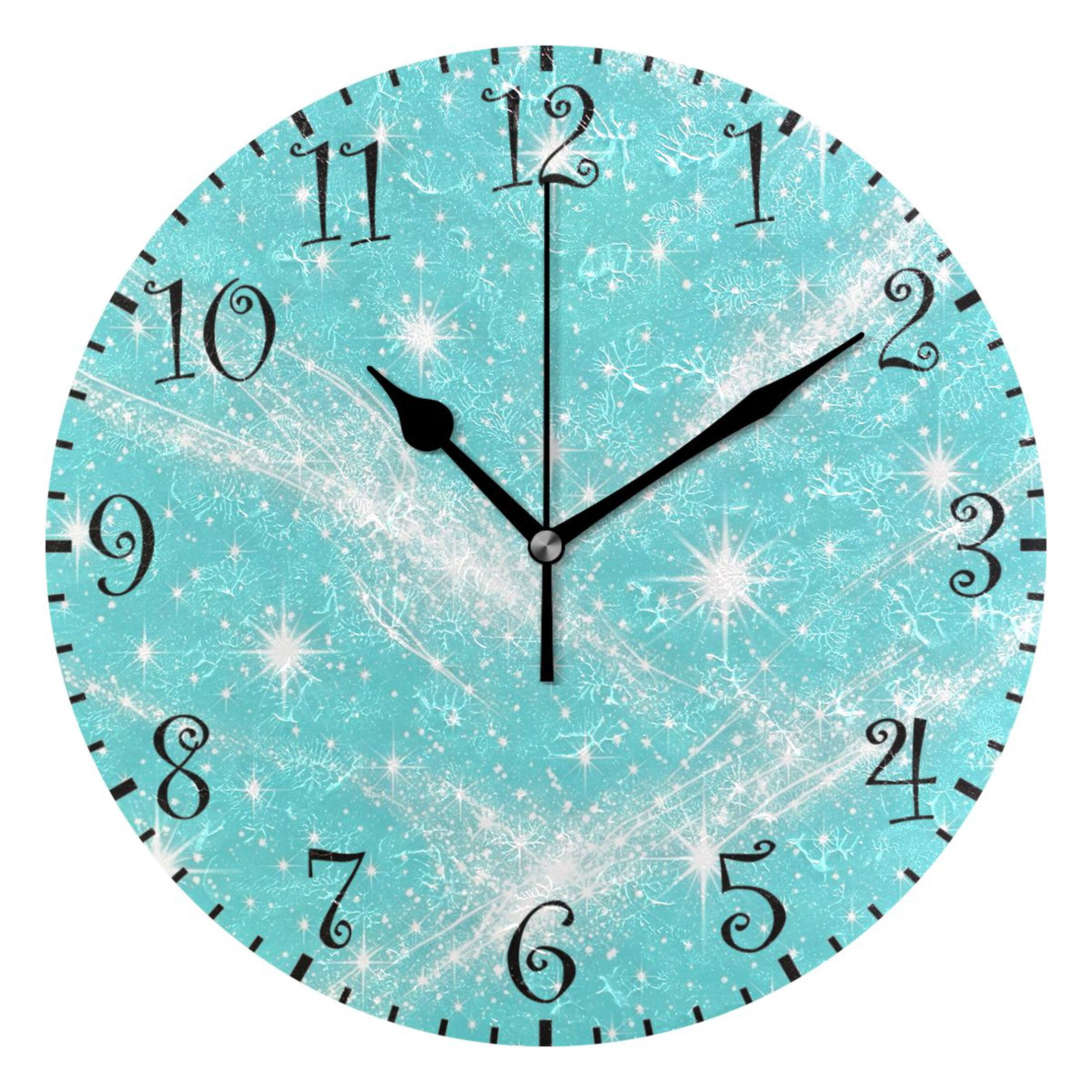 10" Artistic Round Wall Decorative Desk Clock Cyan-blue Flashing ...