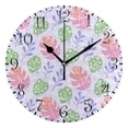 10" Artistic Round Wall Decorative Desk Clock Gradient Leaves Pattern ...