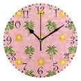 10" Artistic Round Wall Decorative Desk Clock Green Palm Tree Pattern ...