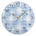 10" Artistic Round Wall Decorative Desk Clock Lattice with Blue Flowers ...