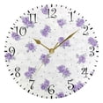 10" Artistic Round Wall Decorative Desk Clock Lavender Roses Pattern ...