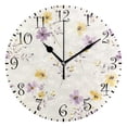 10" Artistic Round Wall Decorative Desk Clock Lavender and Yellow ...