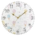 10" Artistic Round Wall Decorative Desk Clock Line Art Ice Cream ...