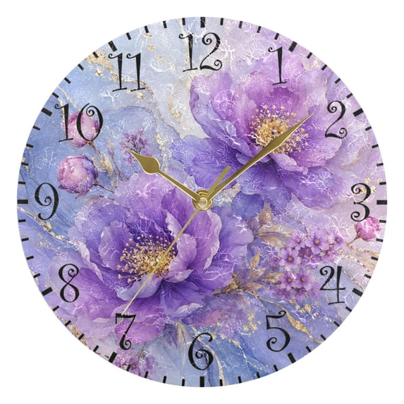 10" Artistic Round Wall Decorative Desk Clock Multi-layered Purple ...