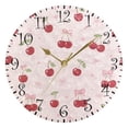 10" Artistic Round Wall Decorative Desk Clock Red Cherry and Pink ...