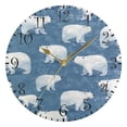 10" Artistic Round Wall Decorative Desk Clock Simple Polar Bears ...