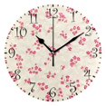 10" Artistic Round Wall Decorative Desk Clock Tiny Red Floral Pattern ...