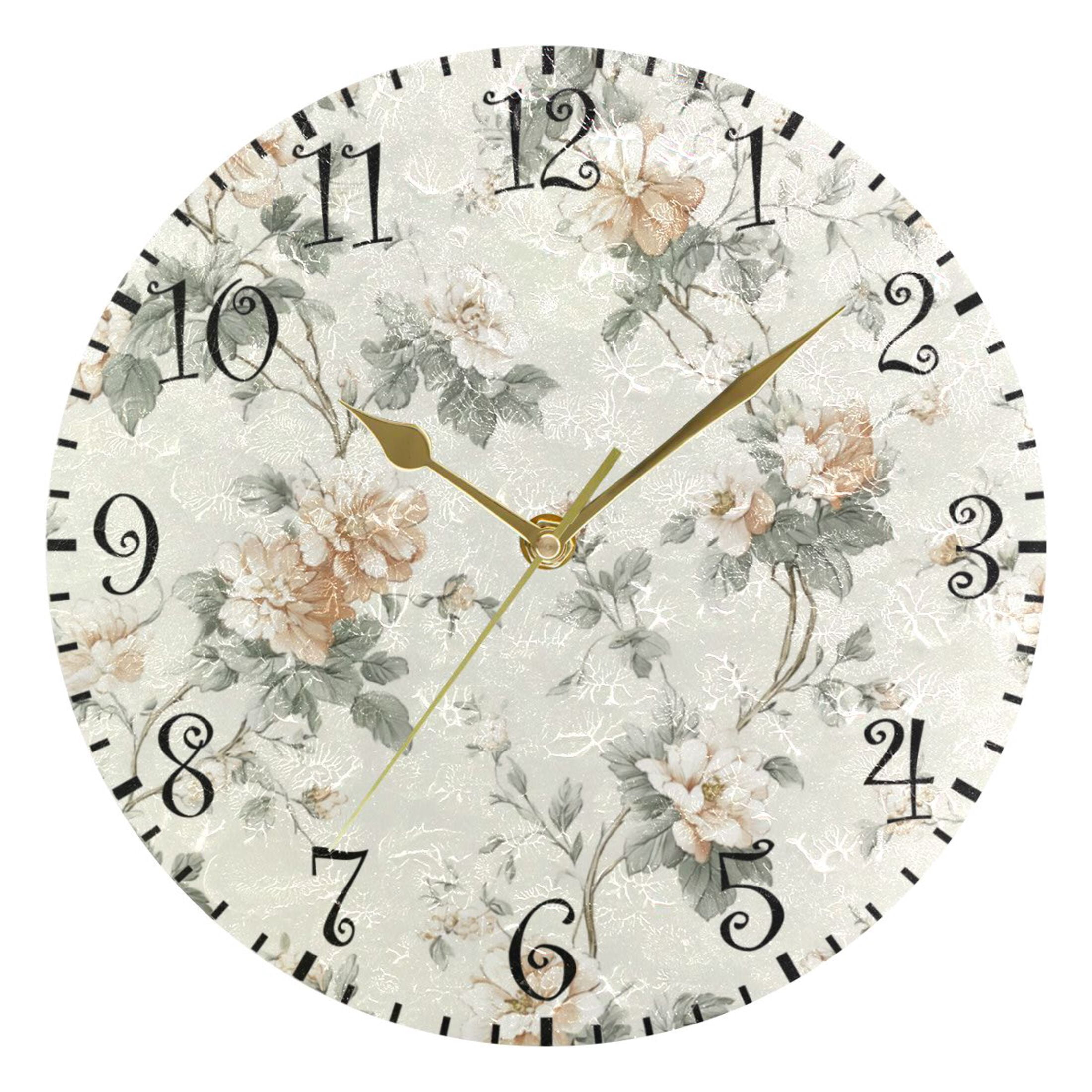 10" Artistic Round Wall Decorative Desk Clock Vintage Pastel Colors ...