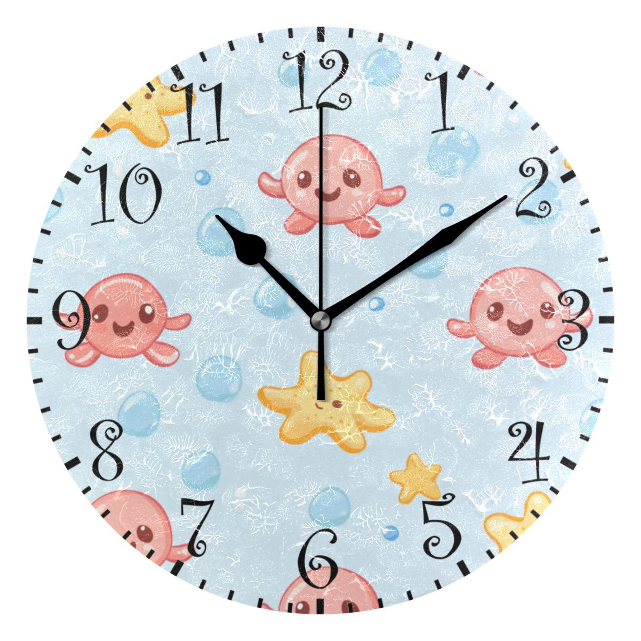 10" Artistic Round Wall Decorative Desk Clock Wall Clock Home Decor Sea ...