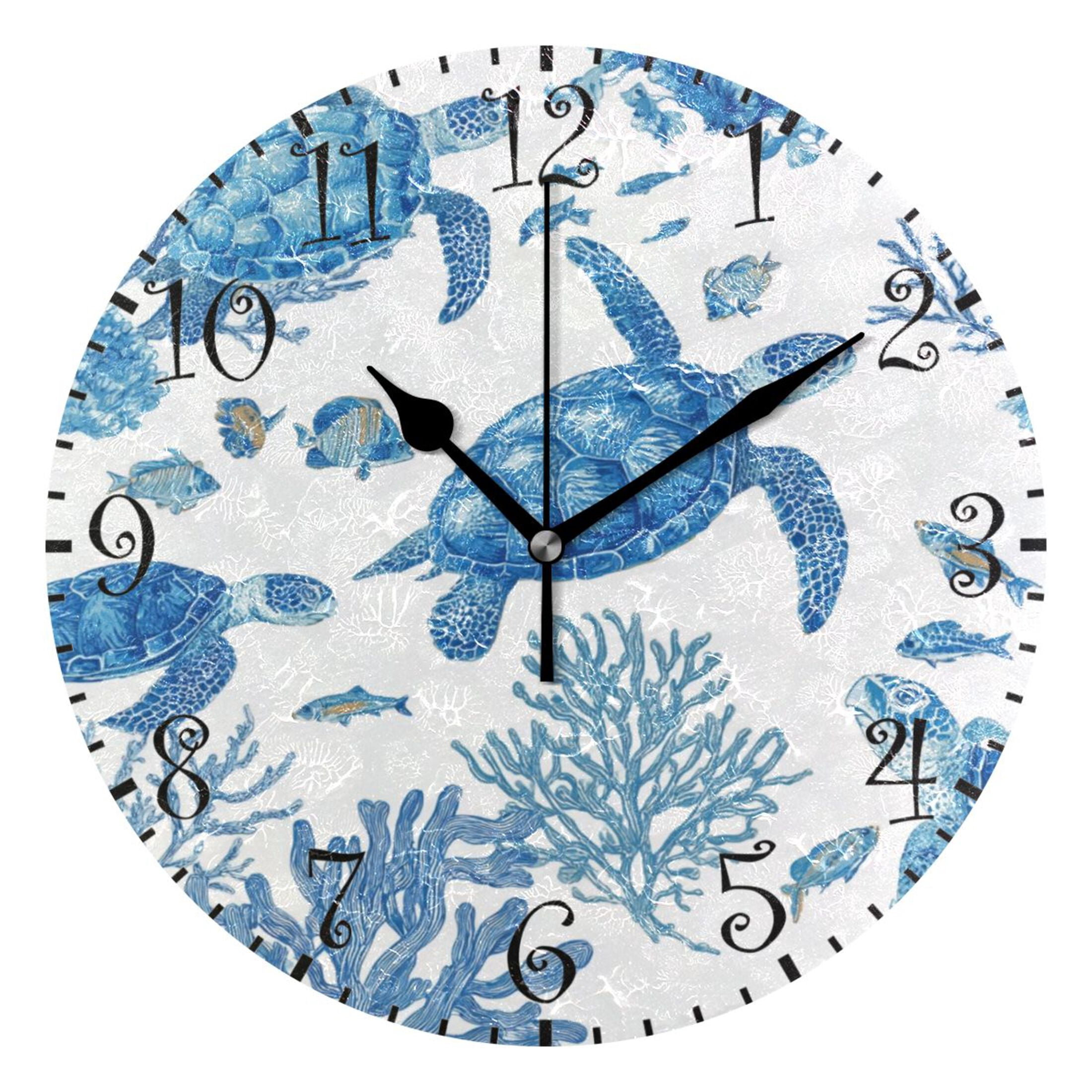 10" Artistic Round Wall Decorative Desk Clock Wall Clock Home Decor Sea ...