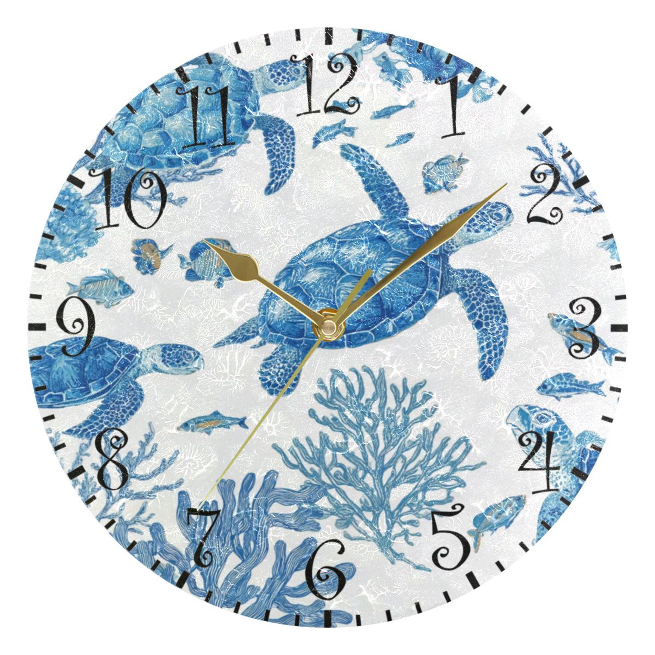 10" Artistic Round Wall Decorative Desk Clock Wall Clock Home Decor Sea ...