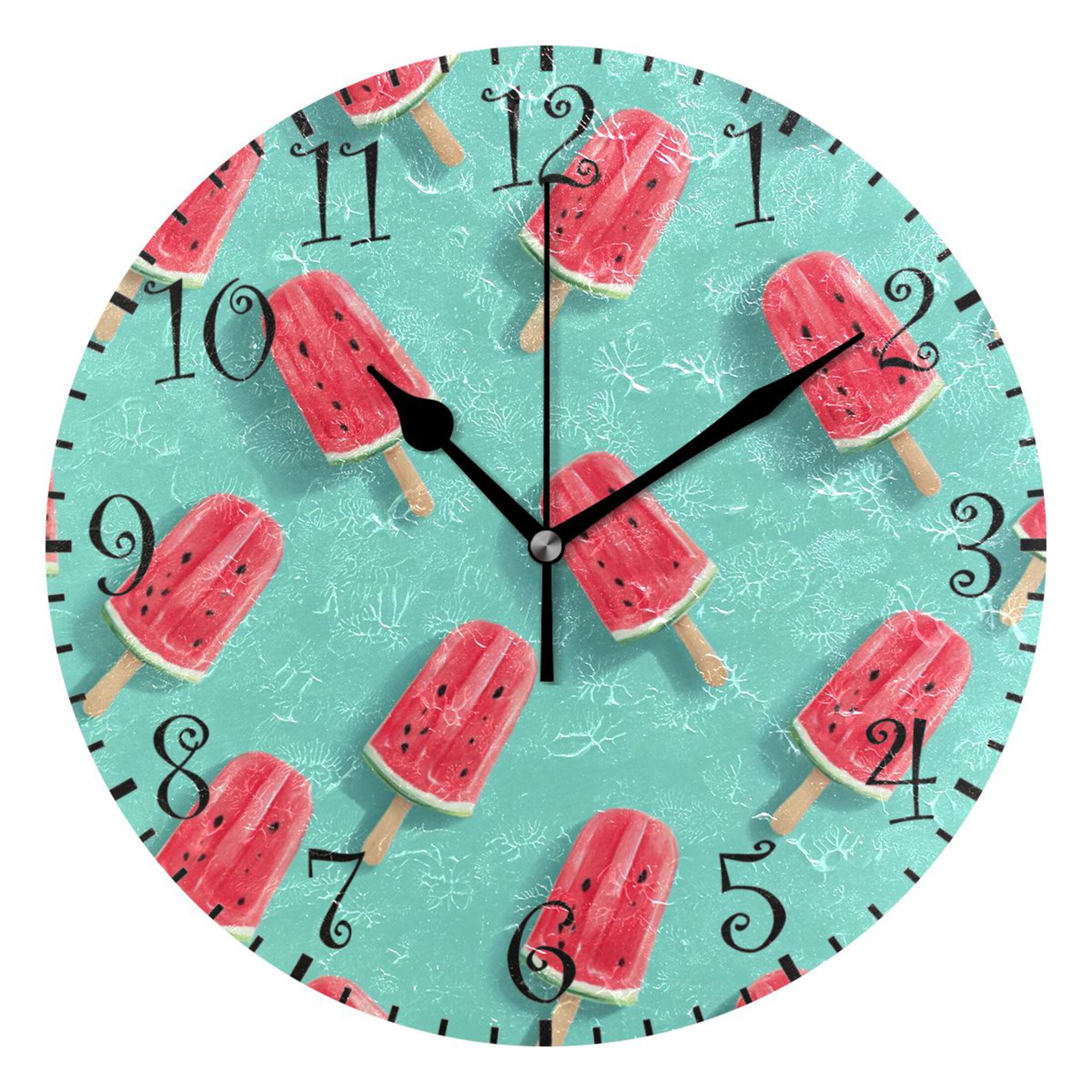 10" Artistic Round Wall Decorative Desk Clock Watermelon Popsicle ...