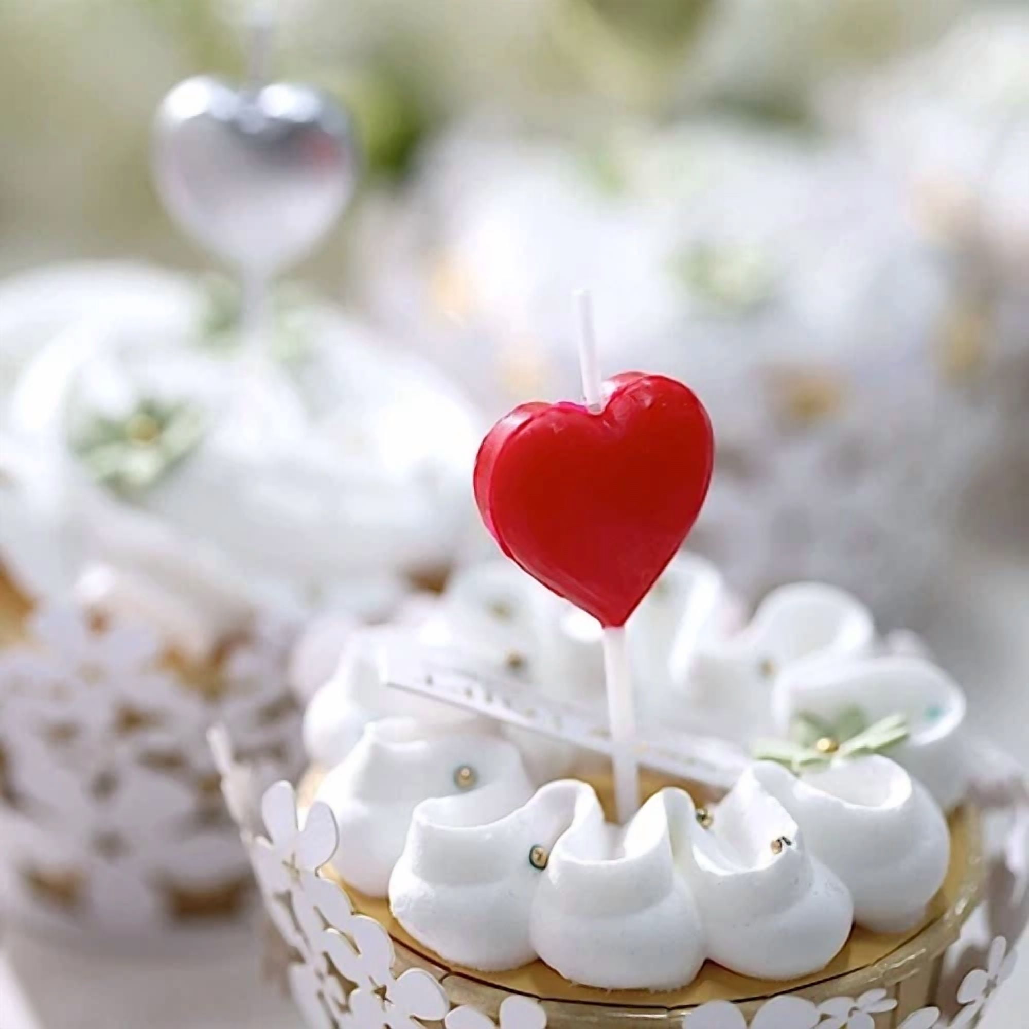 10 Assorted Birthday Candles Dessert Cake Topper Heart Design Party ...