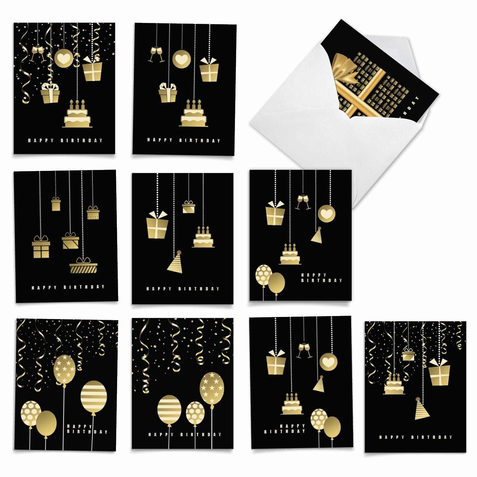 10 Assorted Happy Birthday Note Cards with Envelopes (4 x 5.12 Inch ...