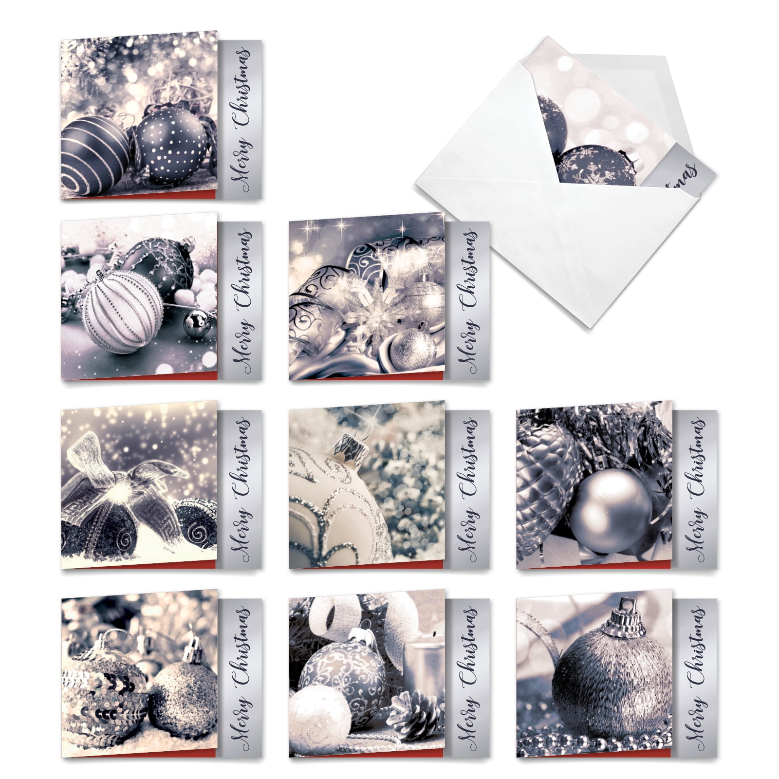 10 Assorted Merry Christmas Note Cards Pack - Let It Glow - Walmart.com
