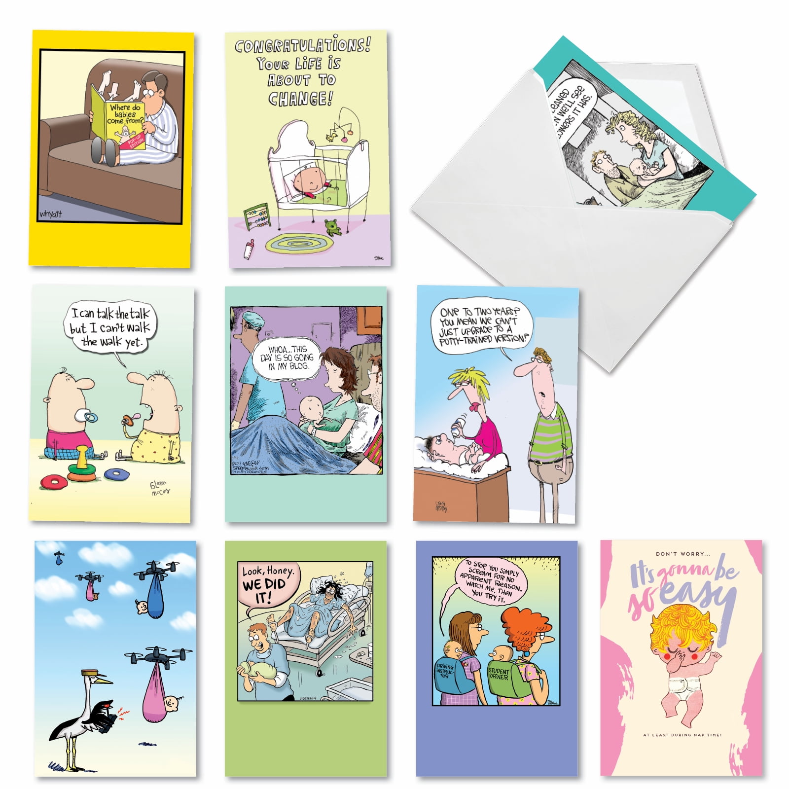 10 Assorted Set Funny Baby Greeting Cards - Special Deliveries ...