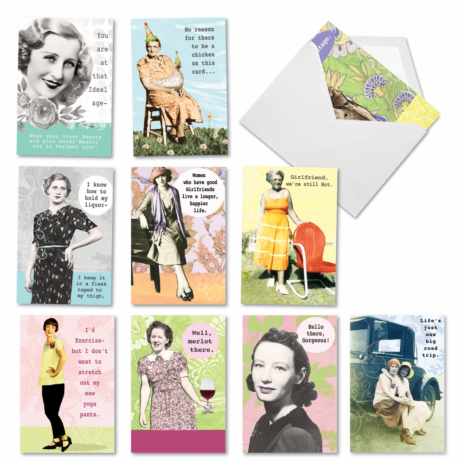 10 Assorted Set Funny Birthday Greeting Cards - Debbie Tomassi's Badass ...