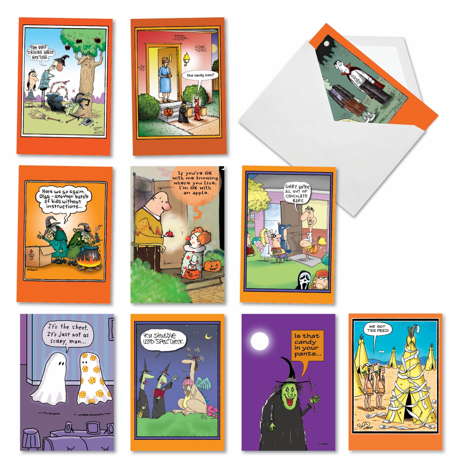 10 Assorted Set Funny Halloween Greeting Cards - Halloween Humor ...