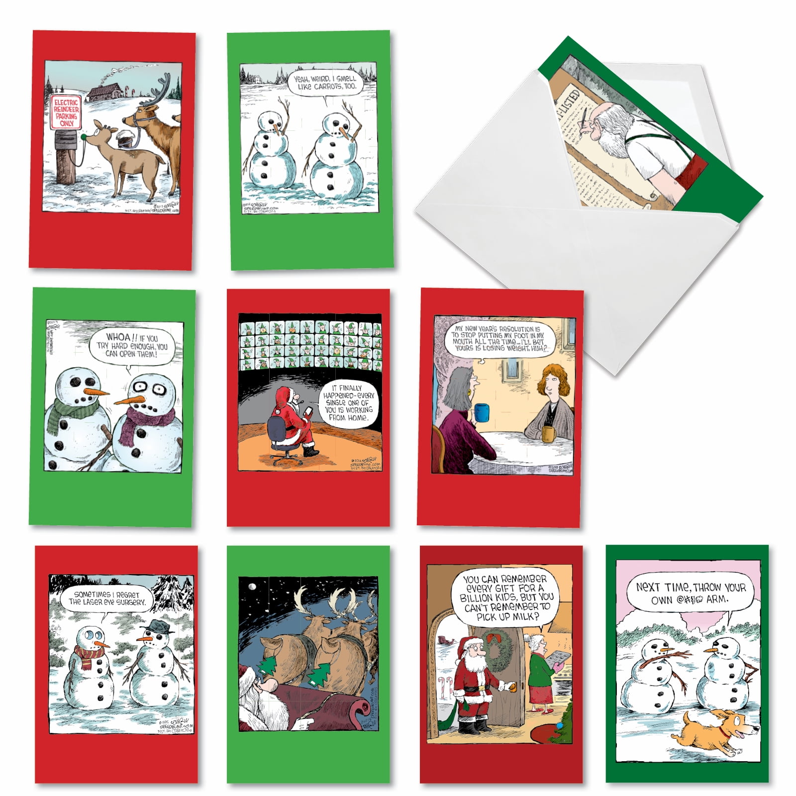 10 Assorted Set Hysterical Christmas Mixed Occasions Greeting Cards - A ...