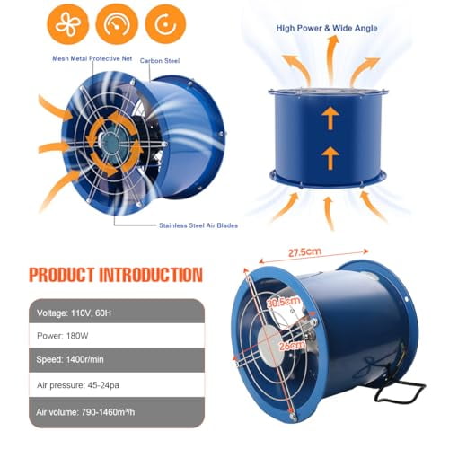 10" Axial Fan Cylinder Pipe Explosion-proof Spray Booth Paint,Utility ...