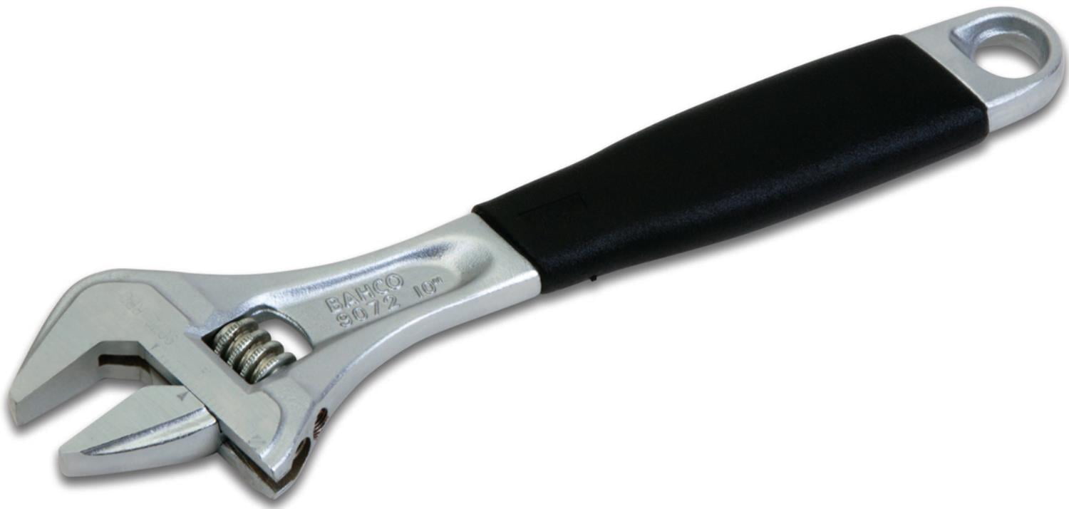 10" BAHCO® Ergo™ Adjustable Wrench With Chrome Finish, Wider Cushioned ...