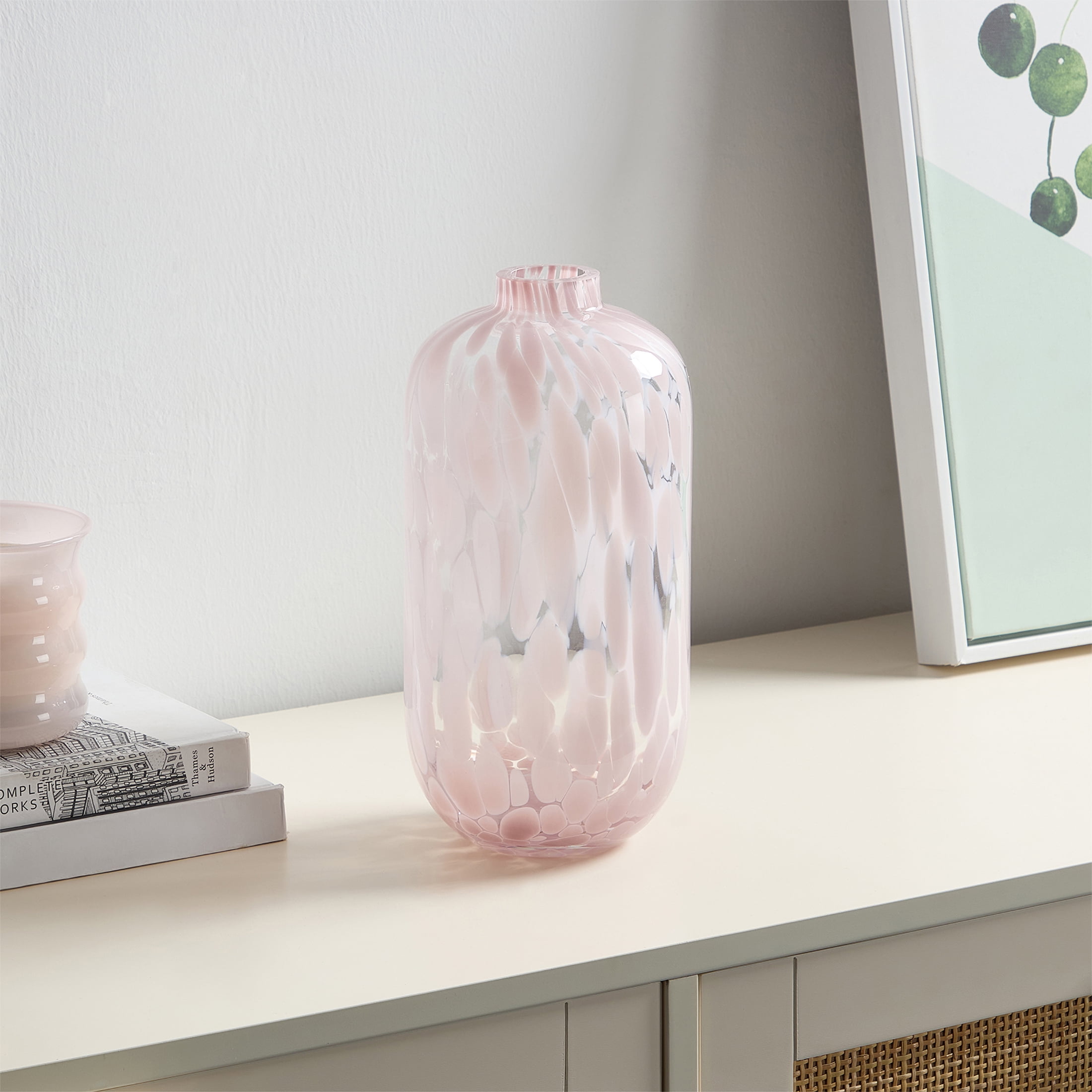 Home Decor Collections 10'' Blush Pink Painted Narrow Neck Glass Vase ...