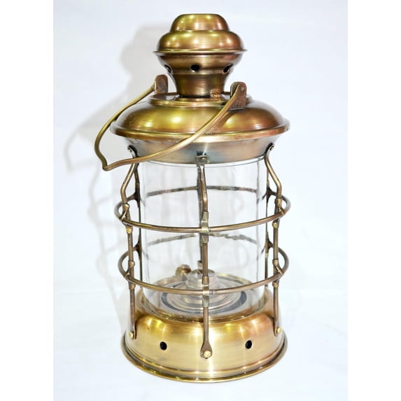 10" BRASS CARGO LANTERN ~ SHIP LAMP ~ MARITIME ~ NAUTICAL HOME DECOR ...