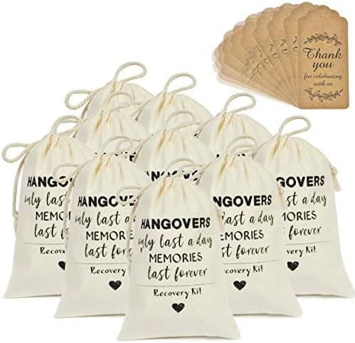 10 Bachelorette Party Favor Hangover Kit Bags(4'' x 6'') and Gift Tags ...