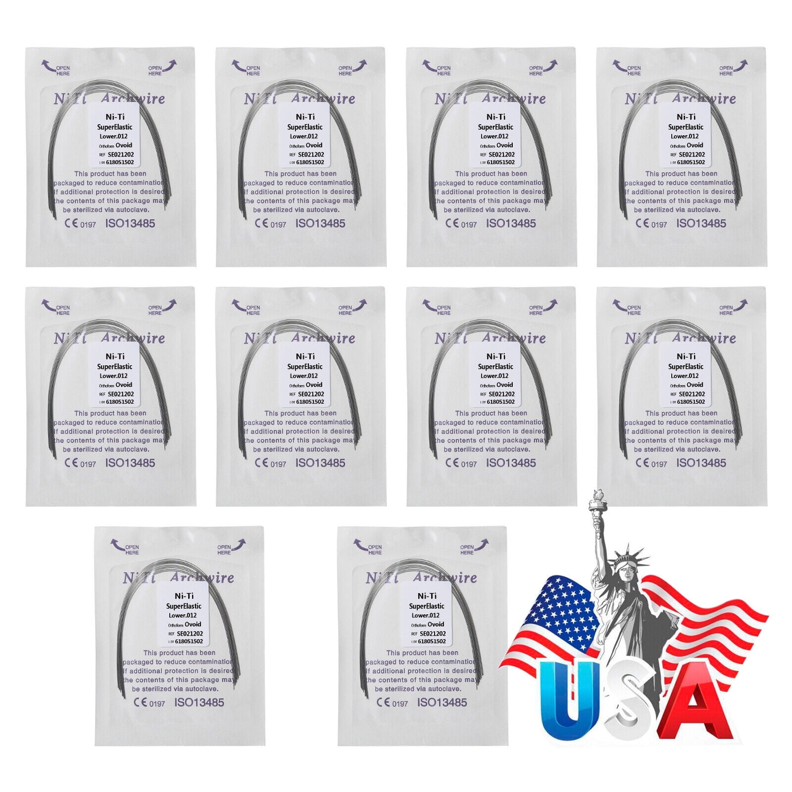 10 Bags Dental Orthodontic Super Elastic Niti Round Arch Wire Ovoid ...