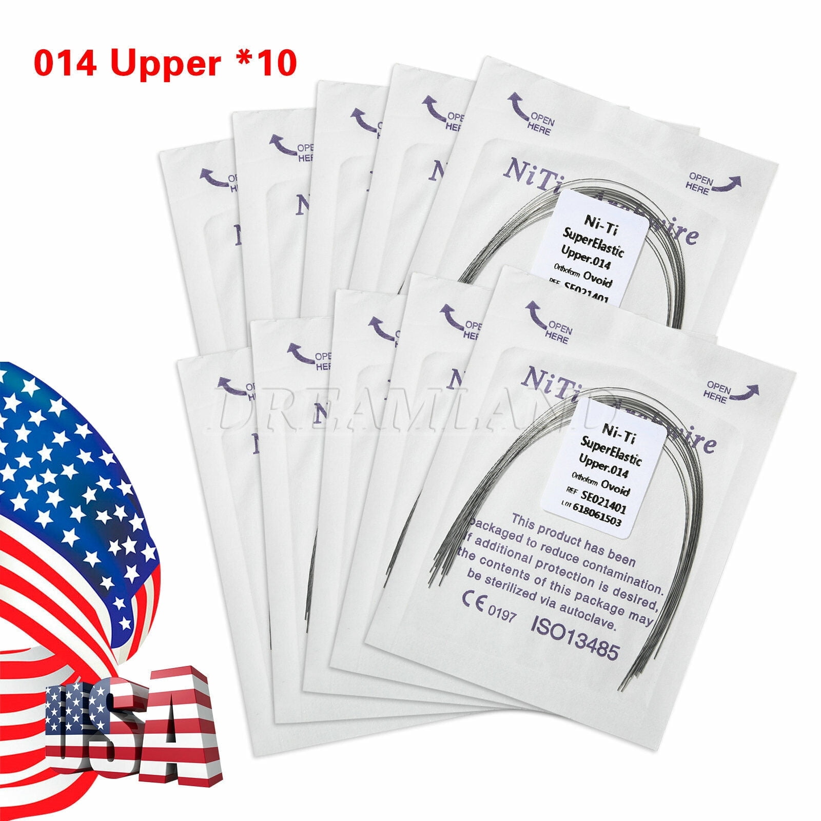 10 Bags Orthodontic Niti Wires Round Ovoid Form Arch Wire 014 Upper ...