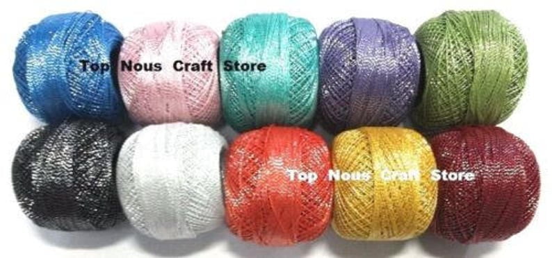 10 Balls of Cotton and Silver Lurex Zari Yarn Thread each 20 grams ...