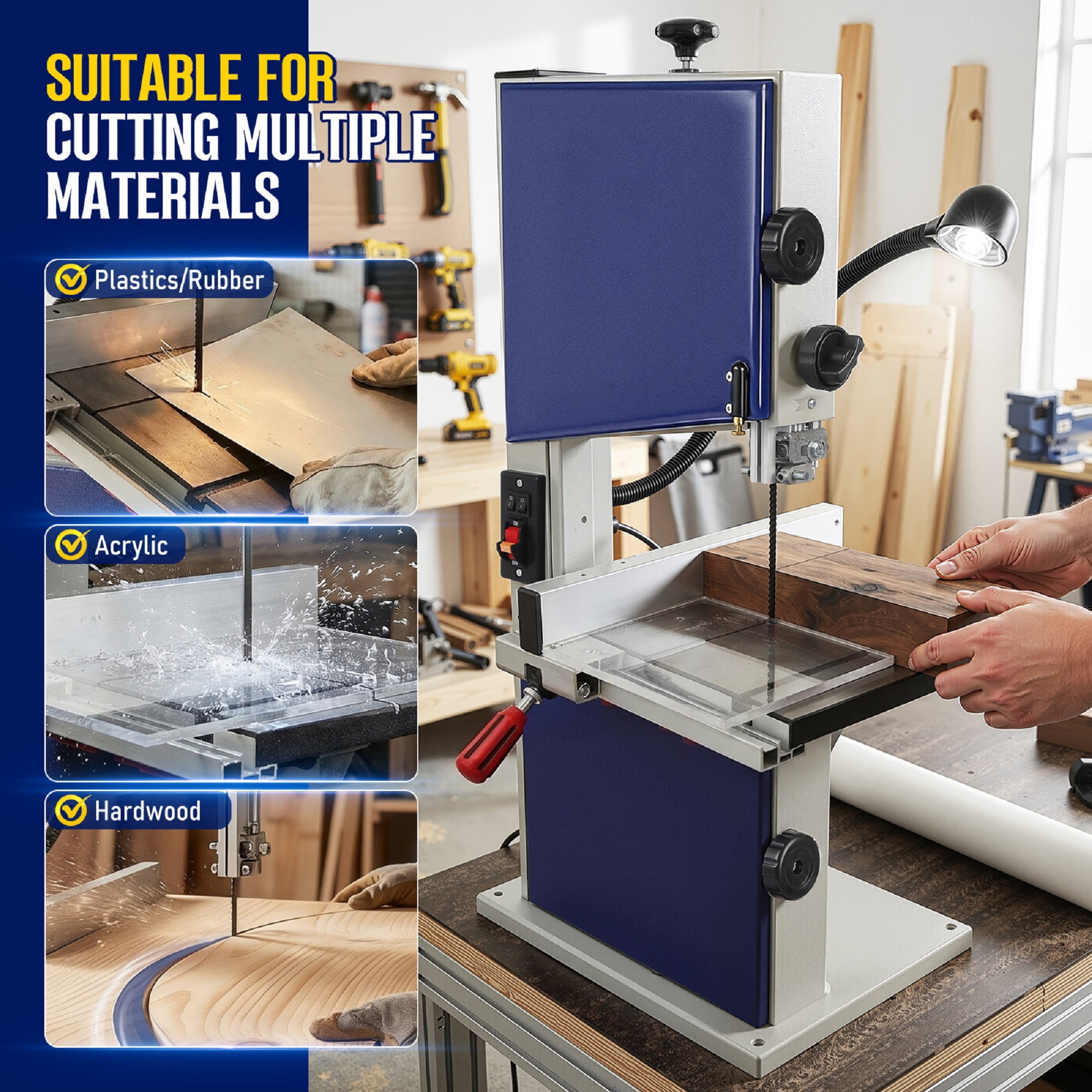 10" Band Saw for Woodworking and Metal Cutting, 5.3-Amp 0.78HP Steel ...