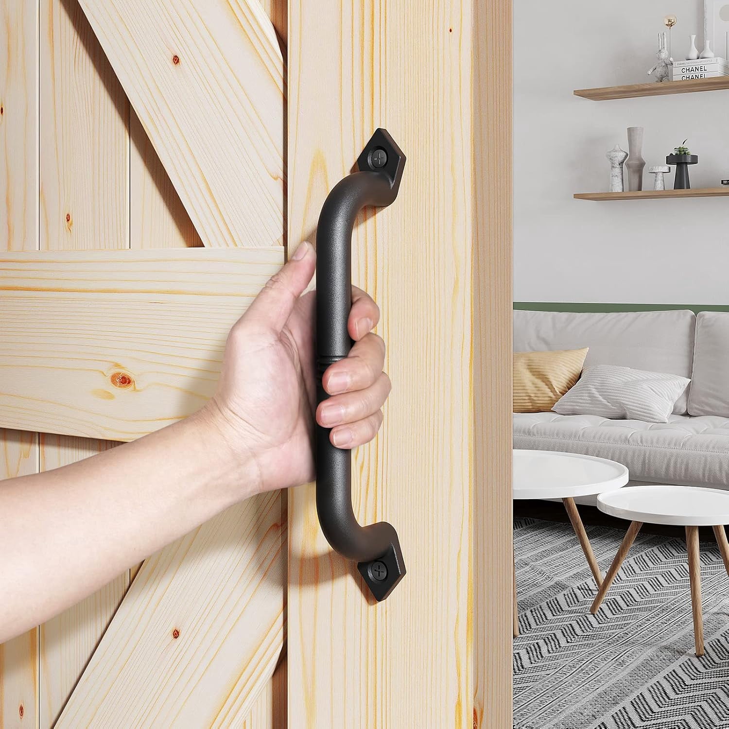 10" Barn Door Pull Handle, Gate Handles, Rustic Black Aluminum Grab ...