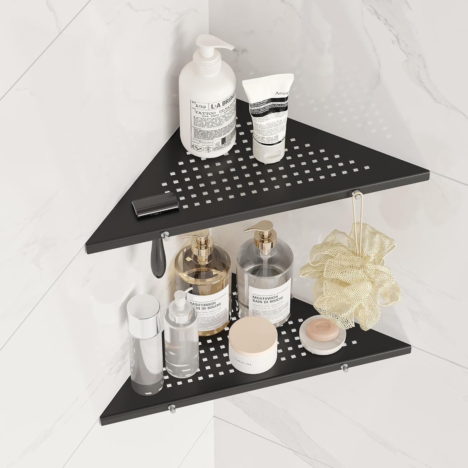 10" Bathroom Corner Shelf, 2 Pack Recessed Shower Shelf Caddy, SUS304 ...