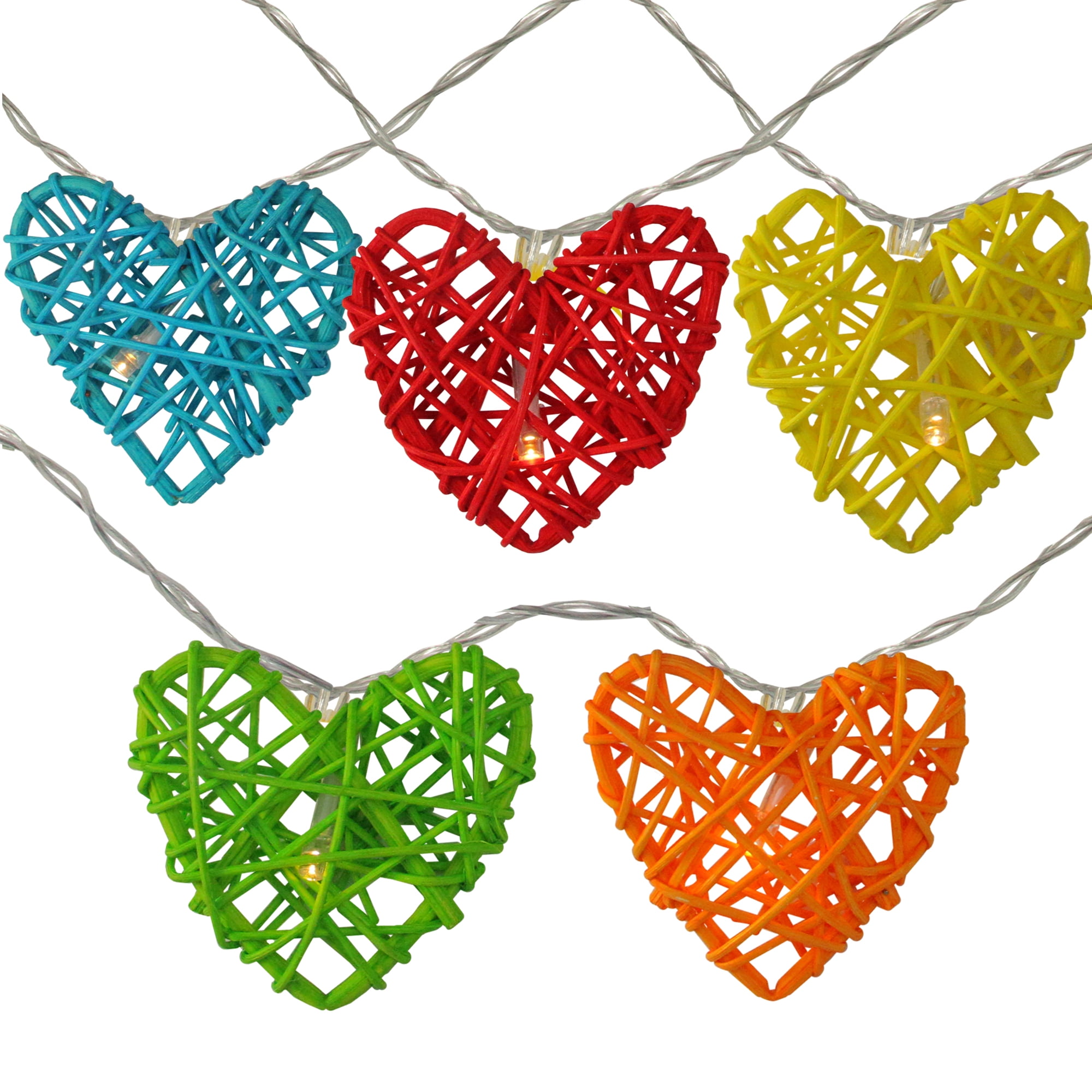 10 Battery Operated Valentine's Day Heart LED String Lights - 4.5ft ...