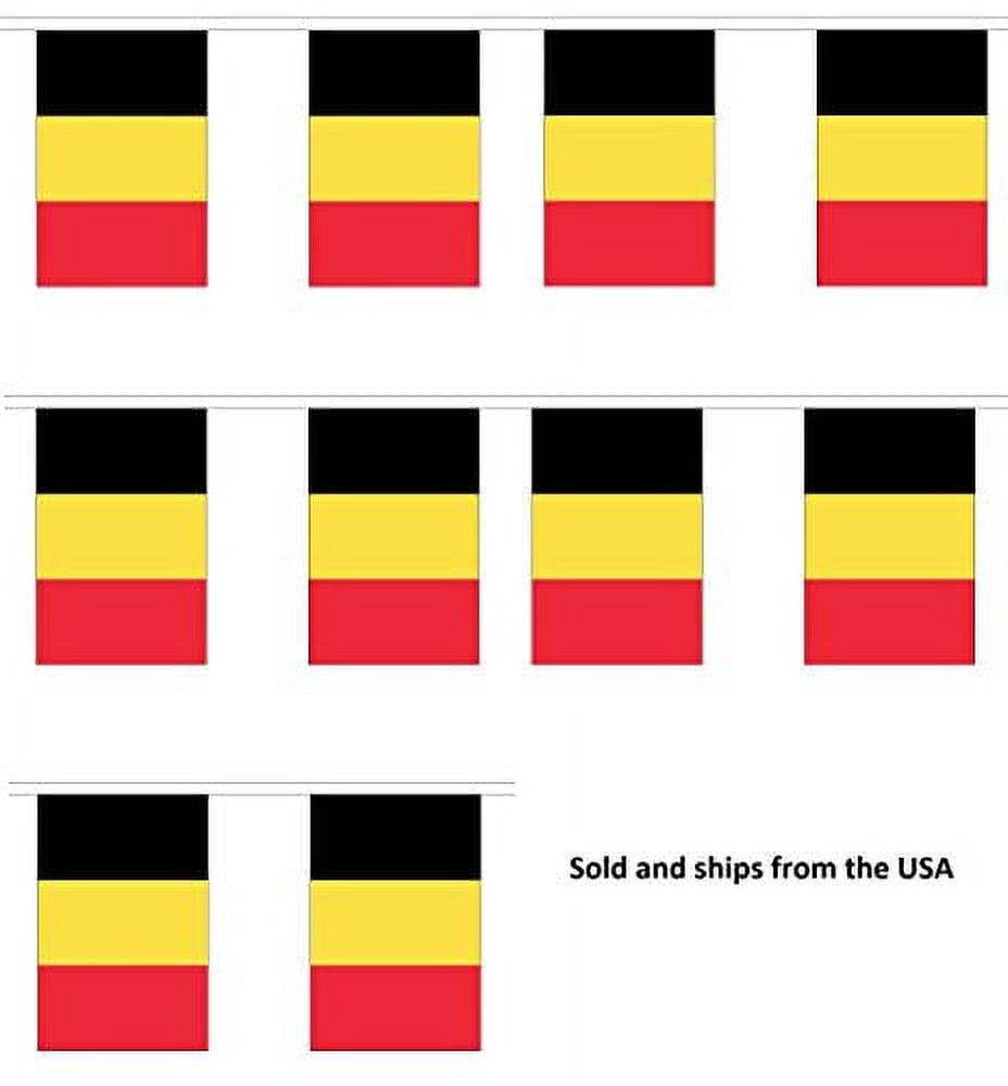 10' Belgium String Flag Party Bunting Has 10 Belgian 6"x9" Polyester ...