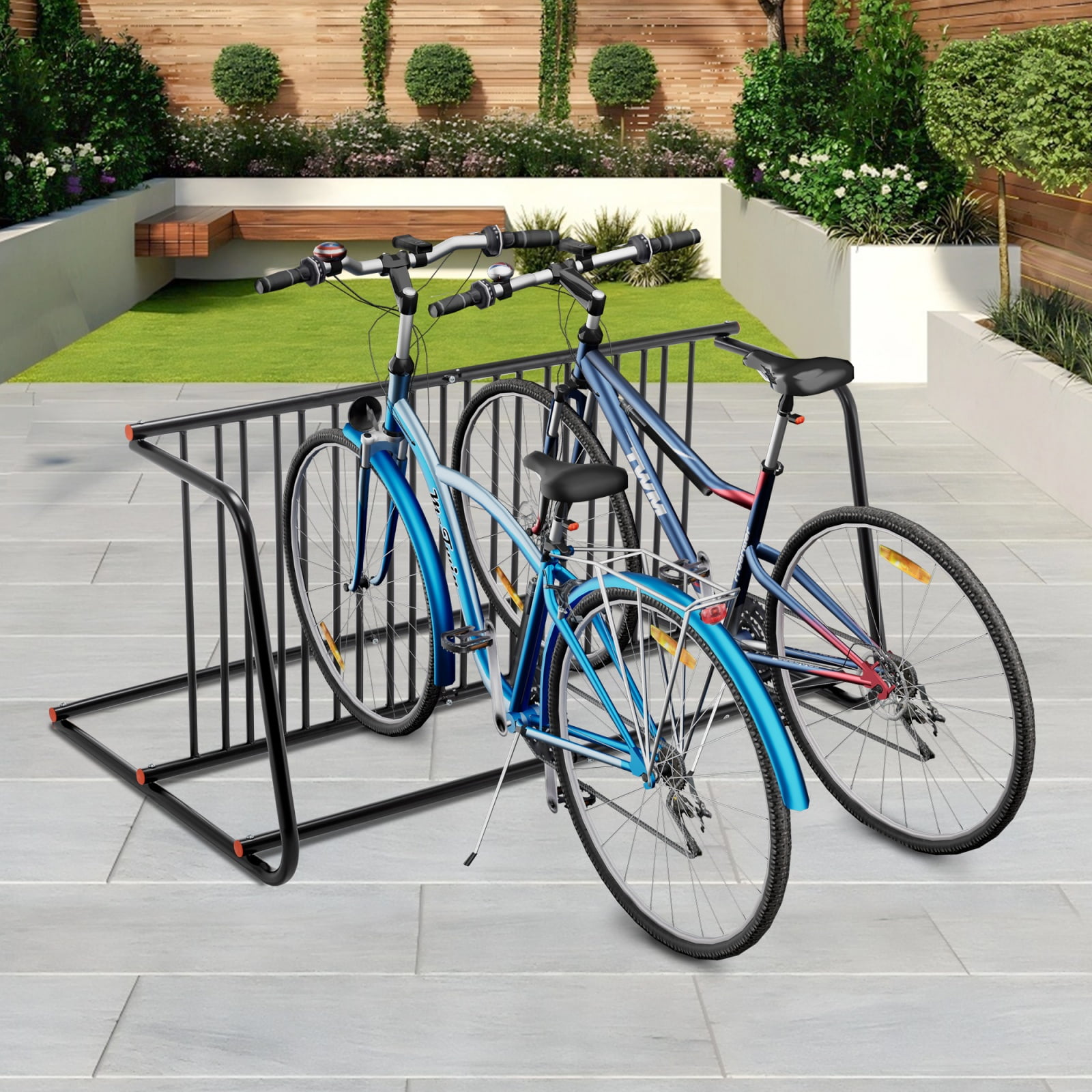 10-Bike Floor Rack, Commercial Grade Double-Sided Bike Storage Stand ...