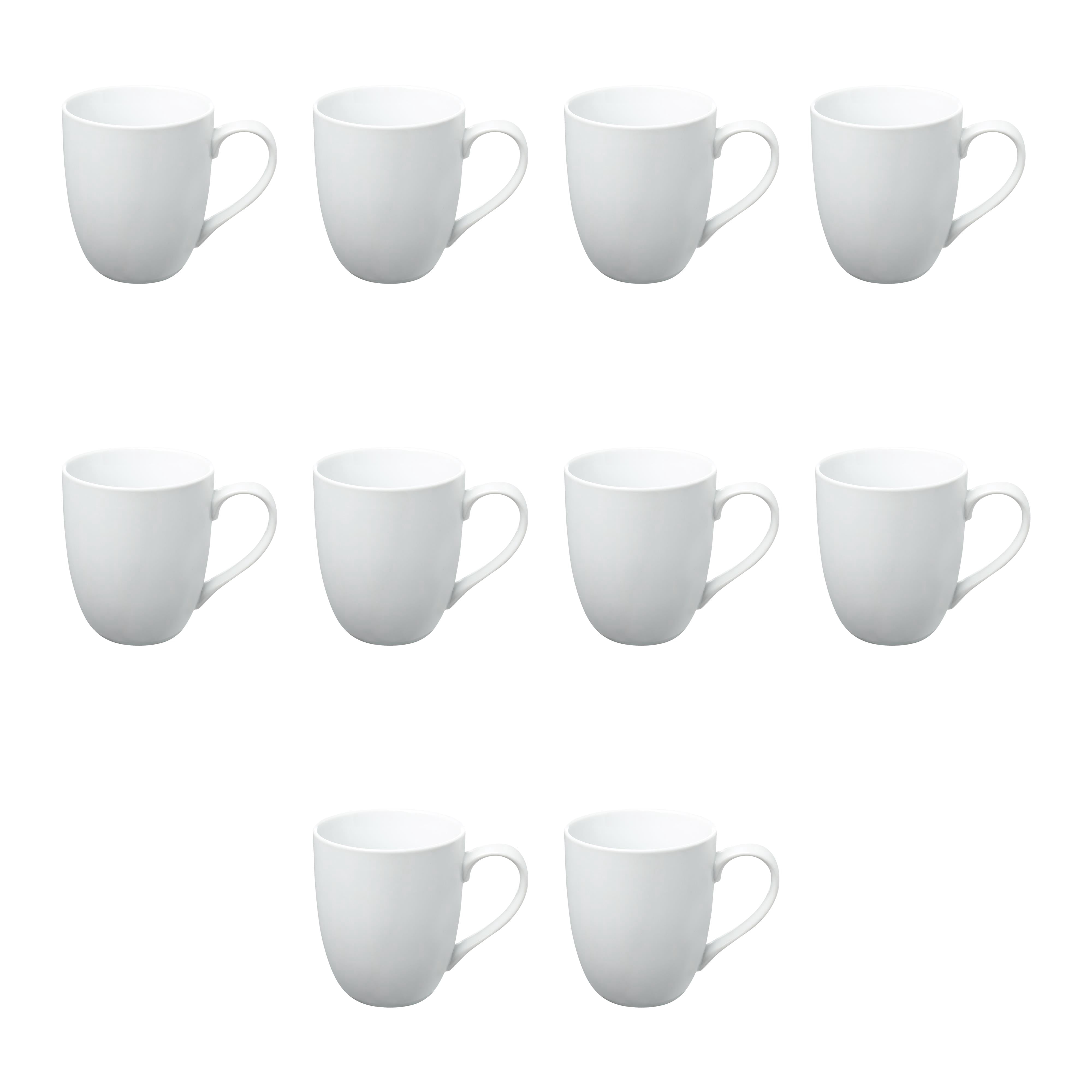 10 Bistro Vitrified Porcelain Mugs Set, 11 oz. - Stoneware, Coffee, Tea ...