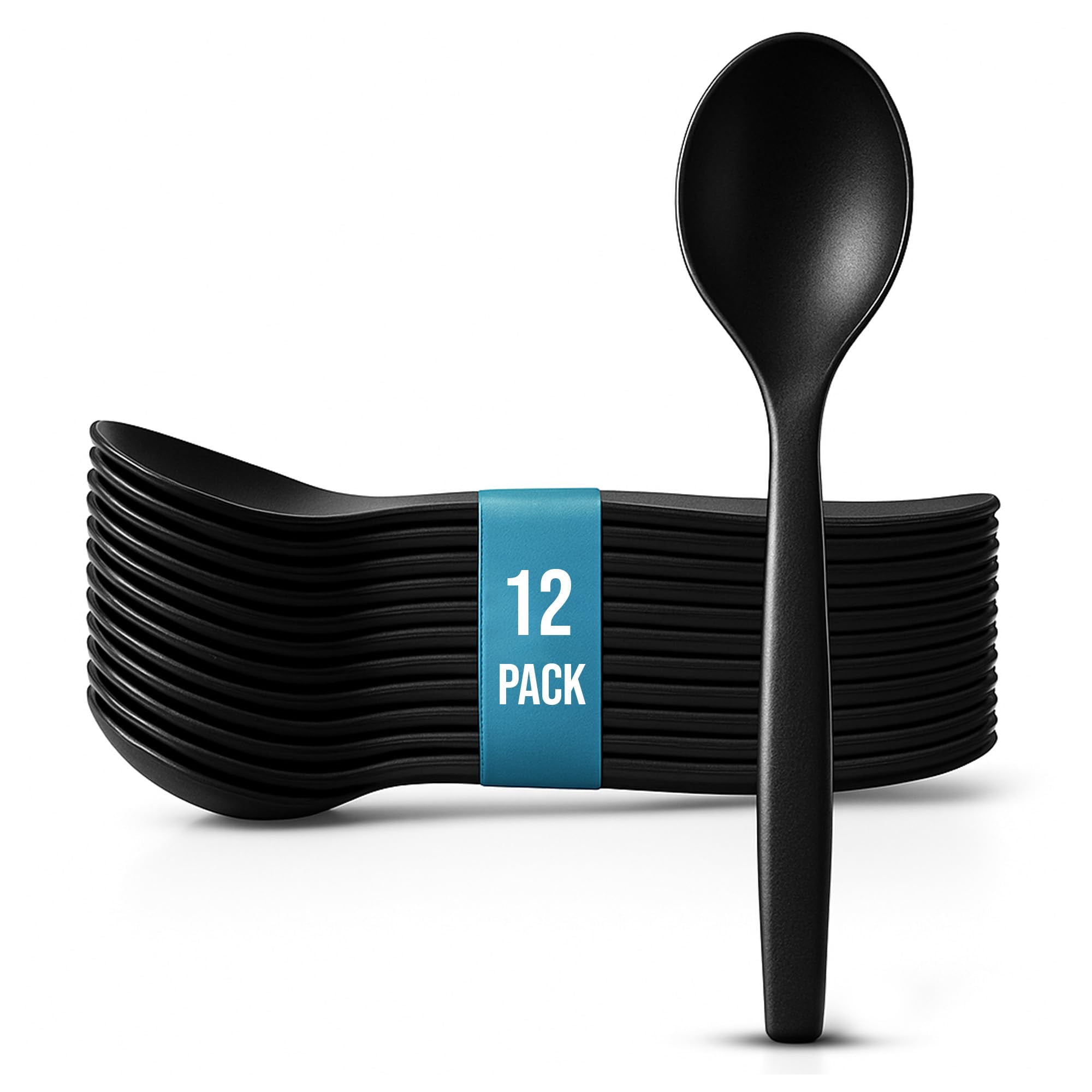 10" Black Plastic Serving AIF9 Spoons for Buffet, Count, Heavy Duty ...