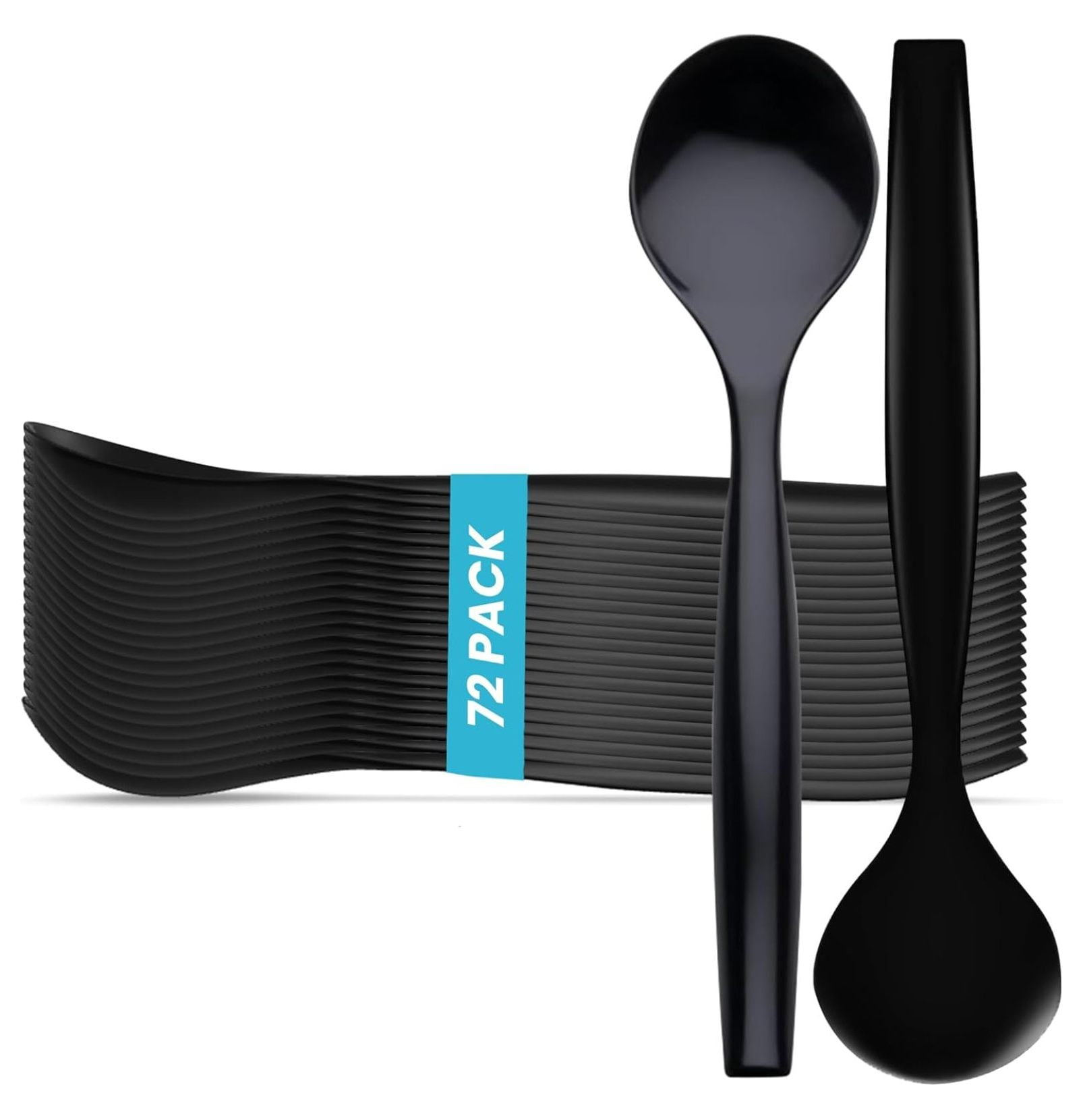 10" Black Plastic Serving Spoons for Buffet, Bulk 72 Count, Heavy Duty ...
