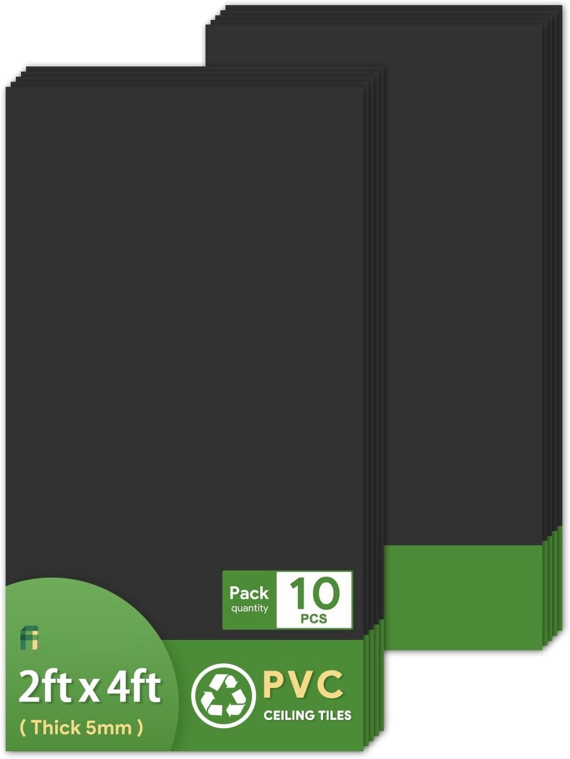 10 Black Smooth Drop Ceiling Tiles High-Grade PVC Ceiling Tiles 2ft ...