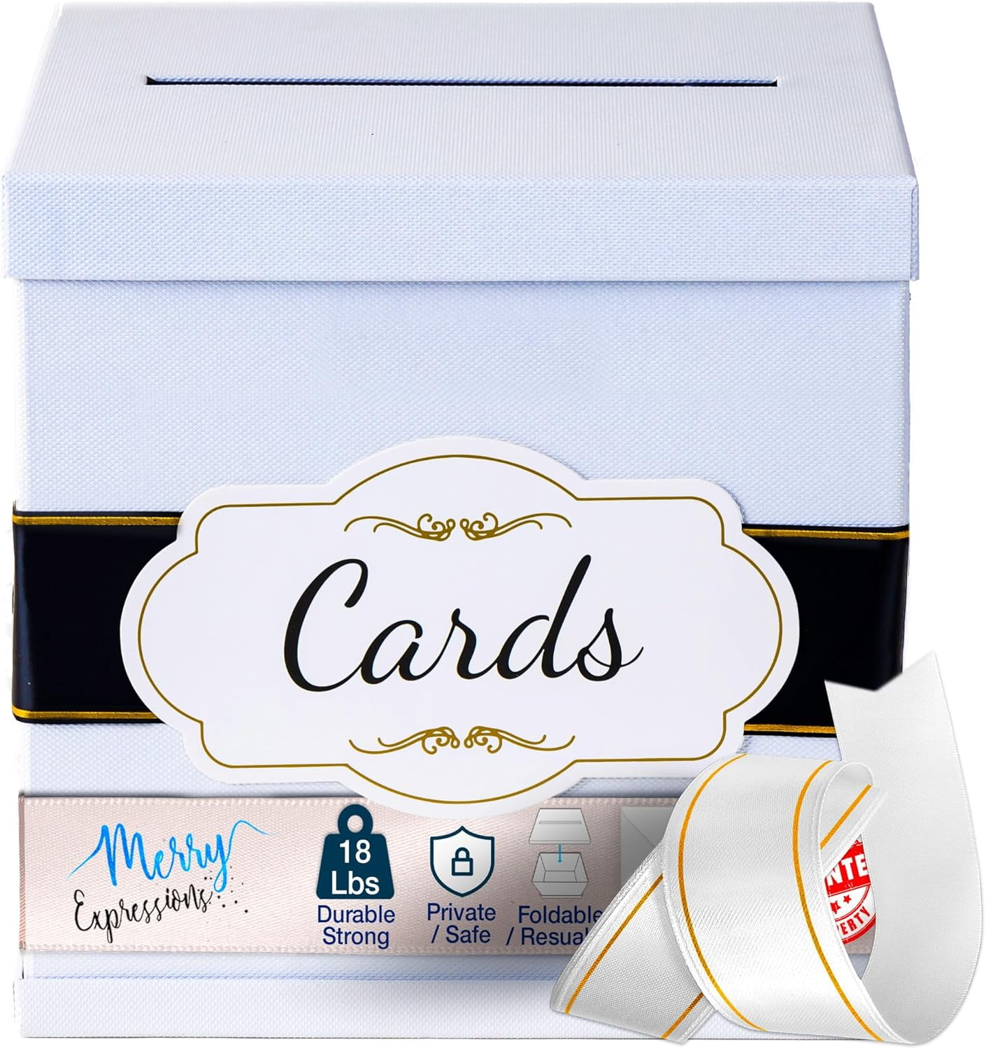 Merry Expressions 10" Black & White Wedding Card Box for Party, Gift ...