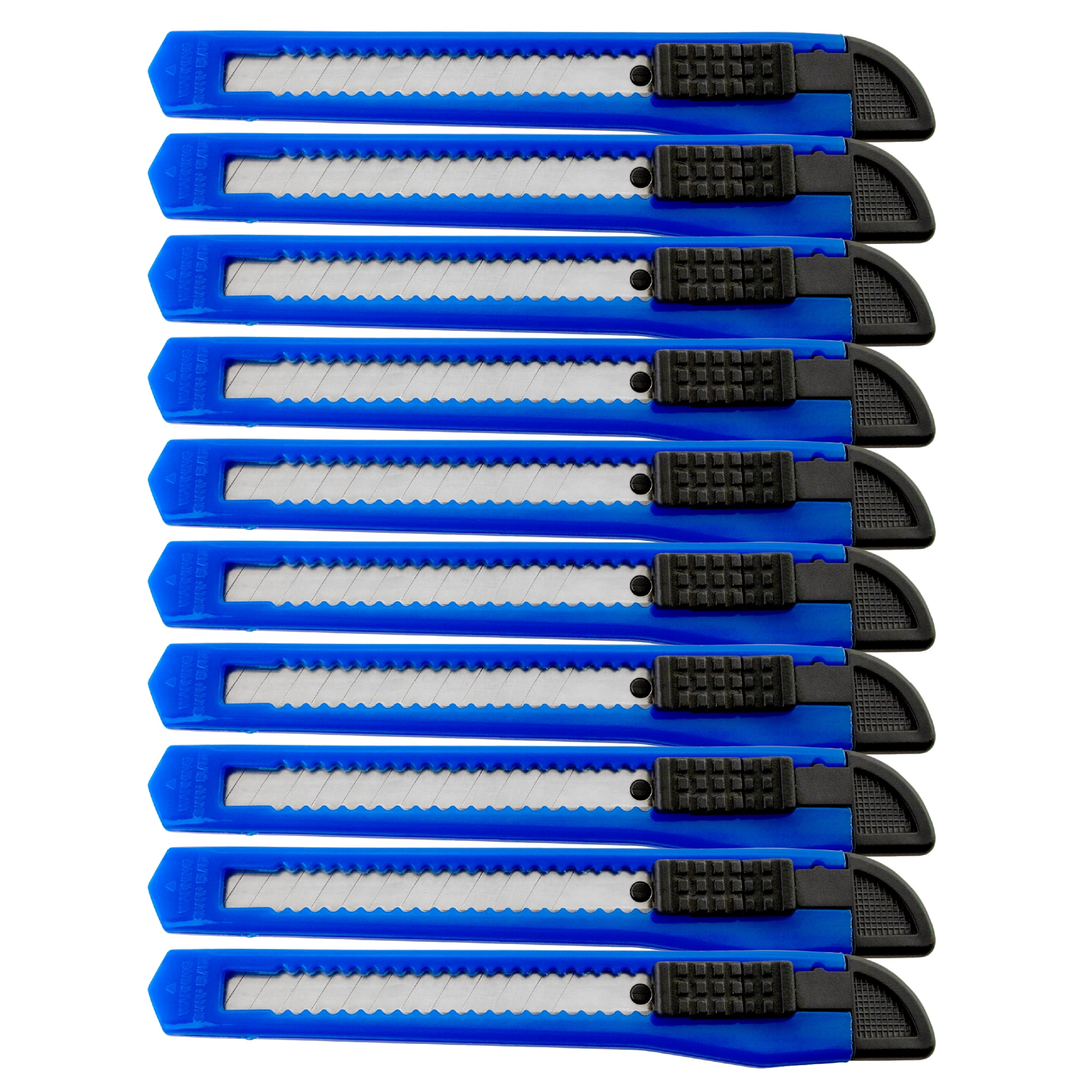 10 Blue Utility Knife Box Cutters Heavy Duty Industrial Strength ...