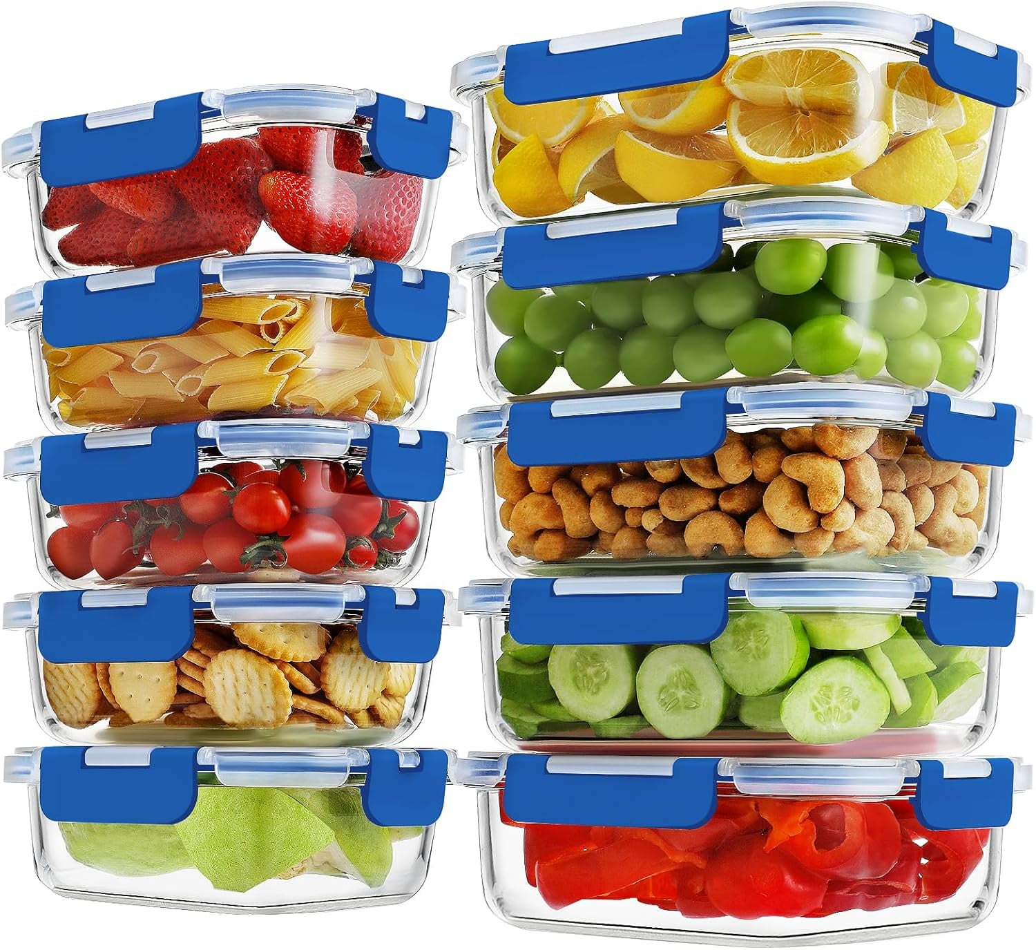 10 Borosilicate Glass Meal Prep Containers with Locking , Glass Storage ...