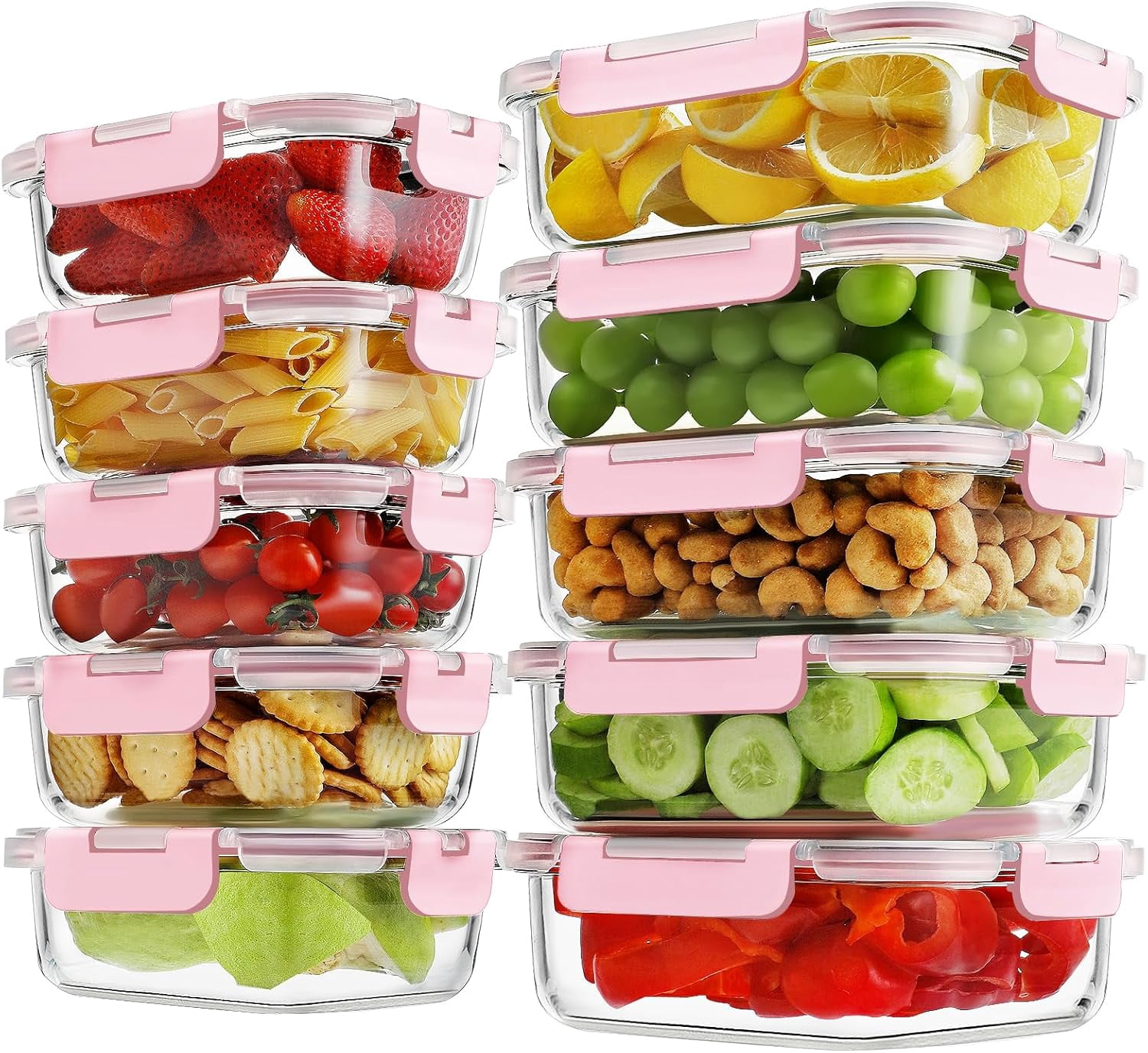 10 Borosilicate Glass Meal Prep Containers with Locking , Glass Storage ...