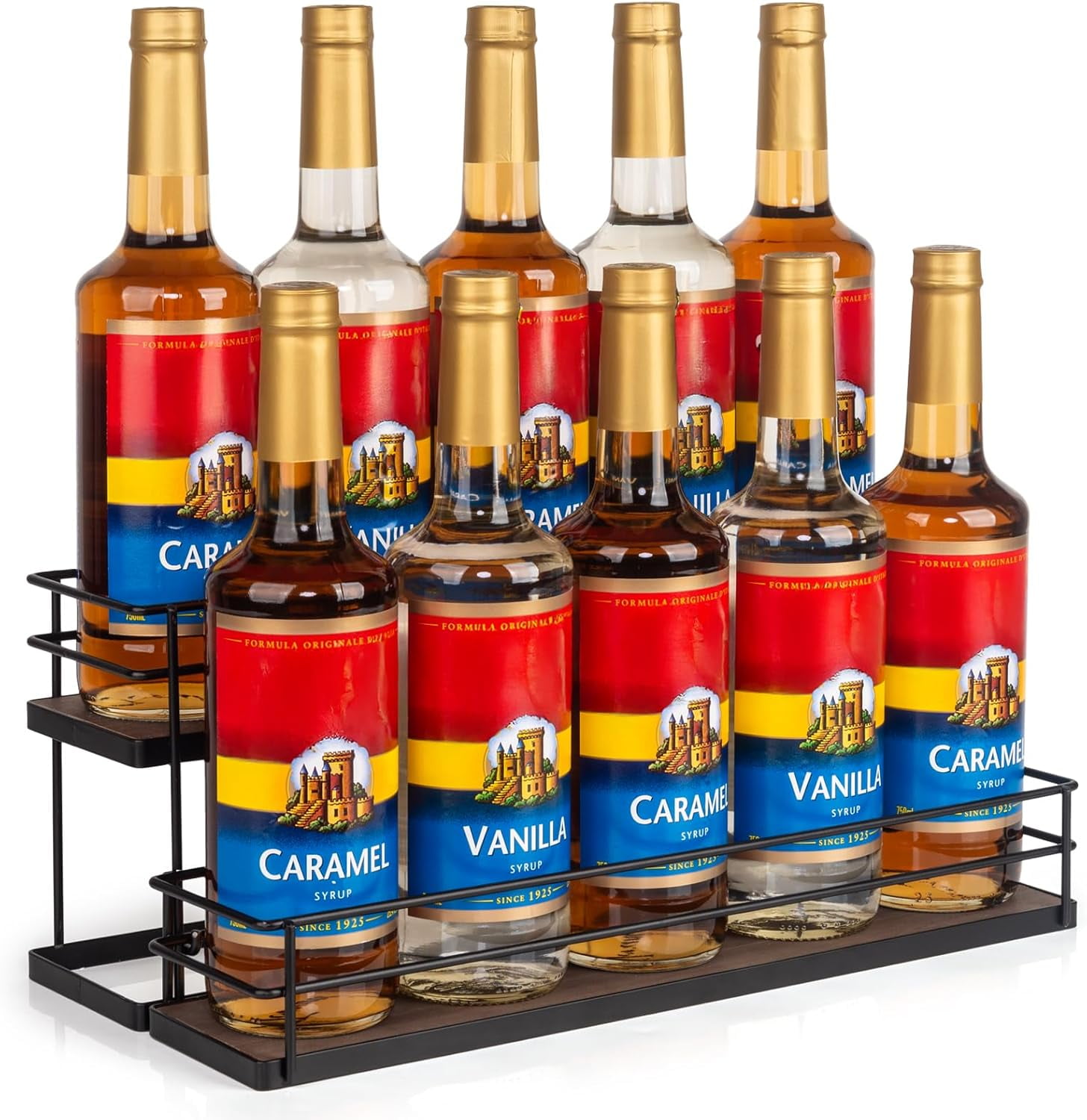 10 Bottle Capacity Coffee Syrup Organizer 2 Tier Coffee Syrup Stand ...