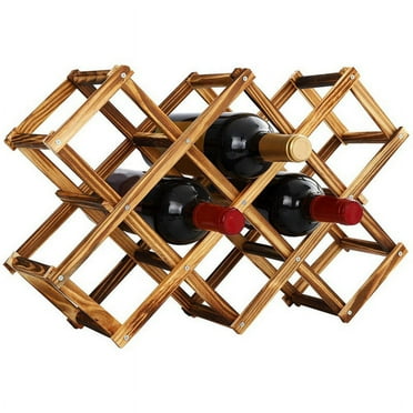 CONSDAN Oak Wine Rack, Wooden Wine Storage Racks, Portable 6 Bottles ...