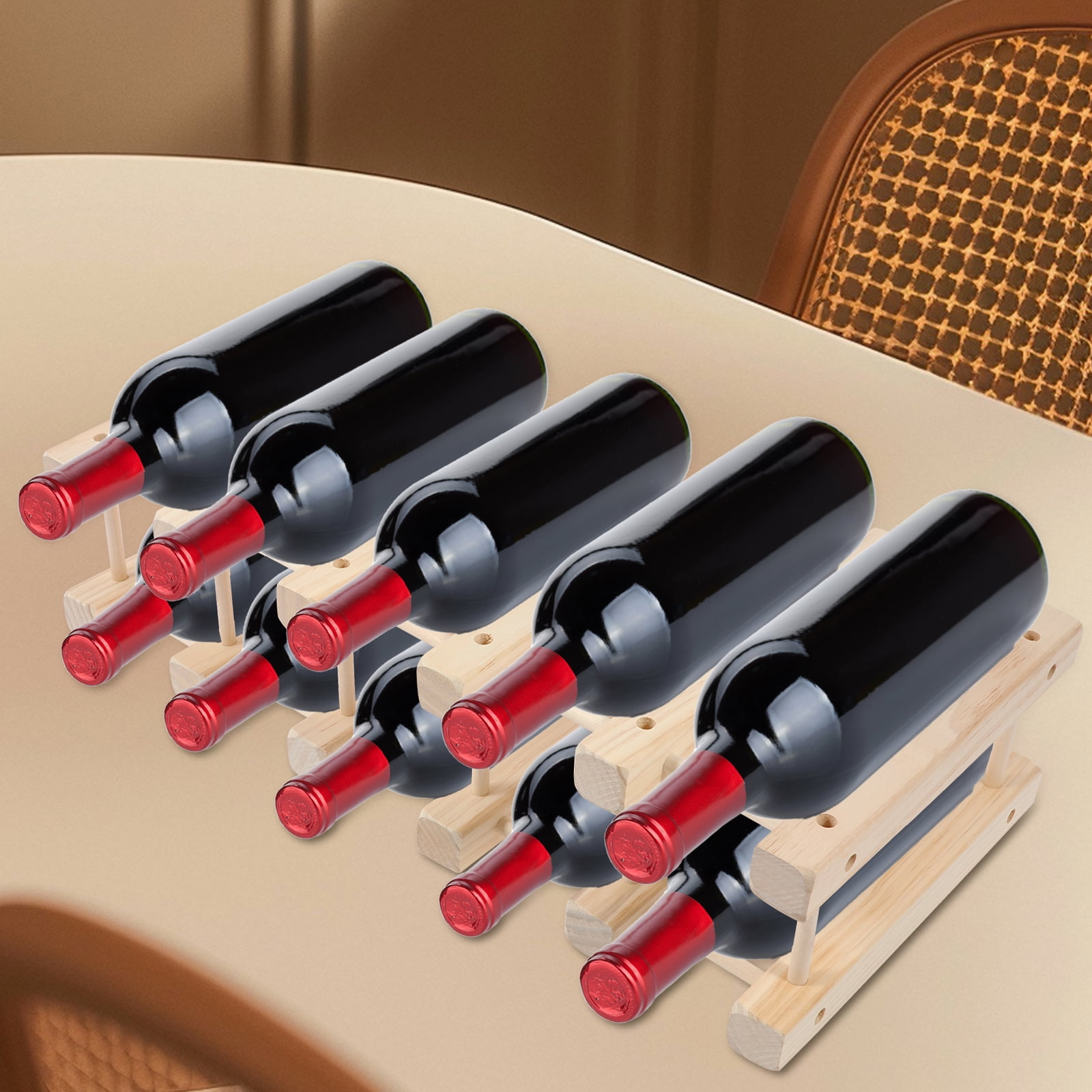 10 Bottles Red Wine Rack Organizer Wood DIY Assembled Wine Bottle Racks ...