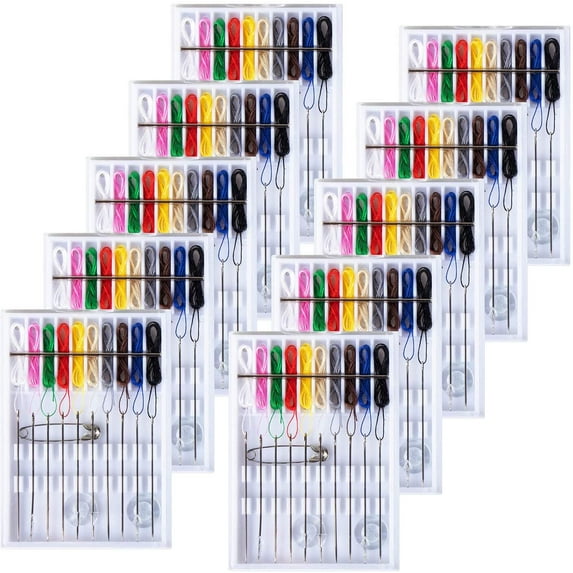 10 Boxes Home and Travel Quick Fix Sewing Kit Pre Threaded Needle Kit ...